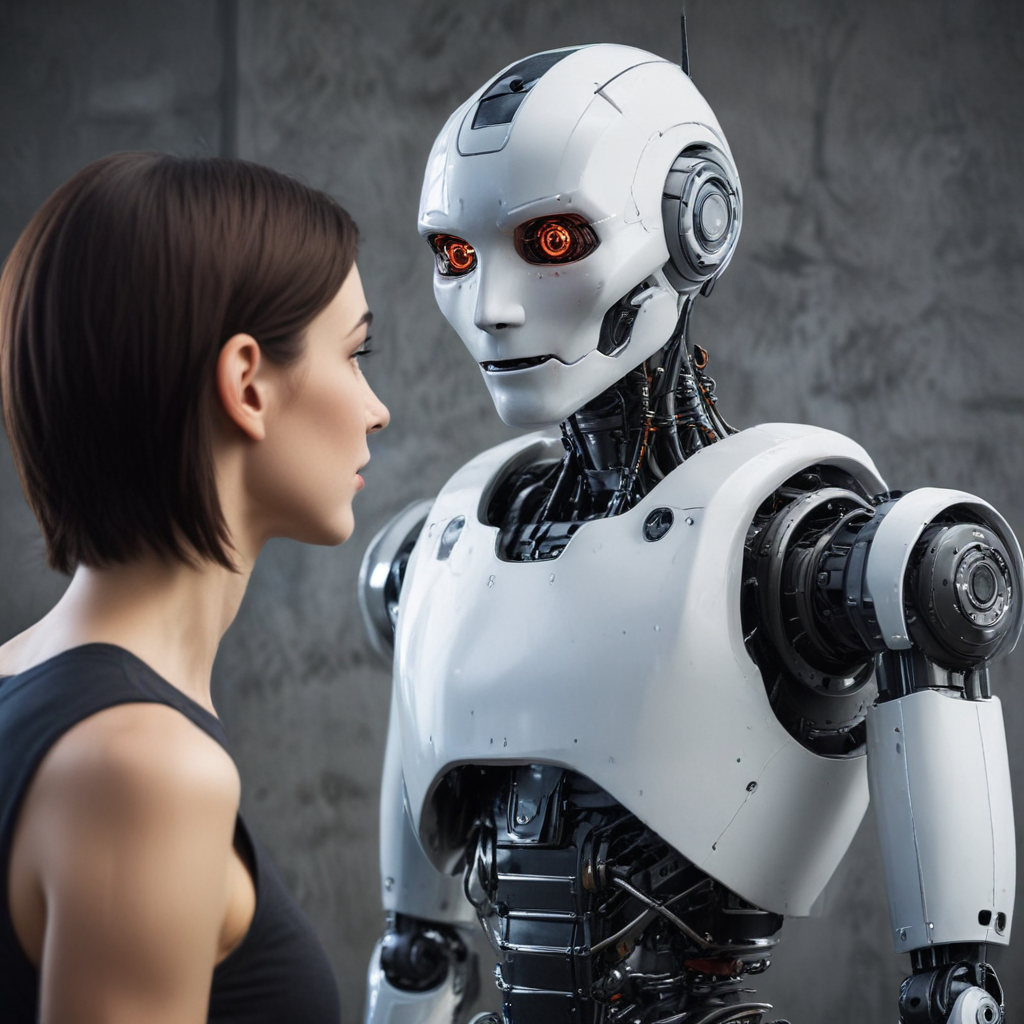 a robot talking to a human