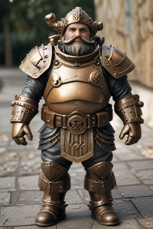 sturdy dwarven steampunk dwarf diver in bronze armor