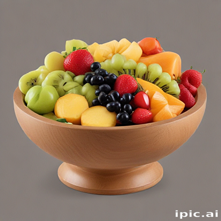 A Colorful Assortment of Fresh Fruits in a Wooden Bowl Displayed ...
