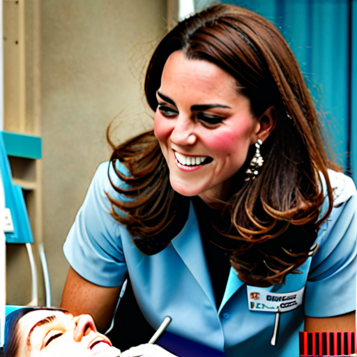 Kate Middleton as a dentist with patient