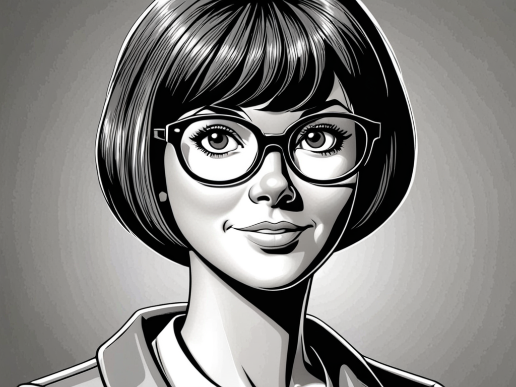 Velma Dinkley fron cartoon Scooby-Doo line art