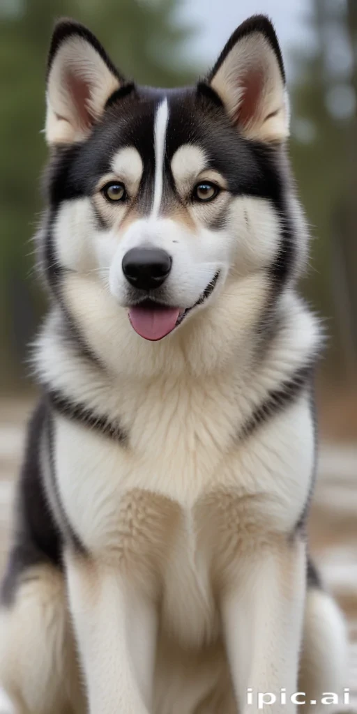 A Beautiful Siberian Husky with Striking Features and Playful Expression.