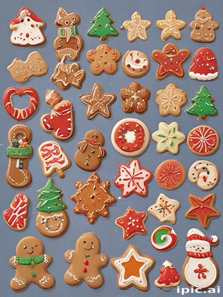 A Colorful Array of Festively Decorated Holiday Gingerbread Cookies ...