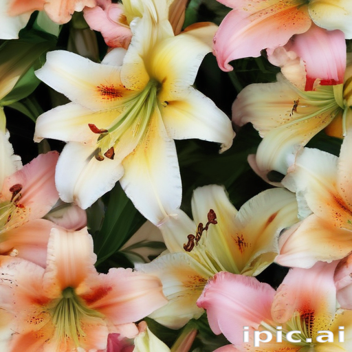 A Vibrant Display of Colorful Lilies in Full Bloom Garden Scene.