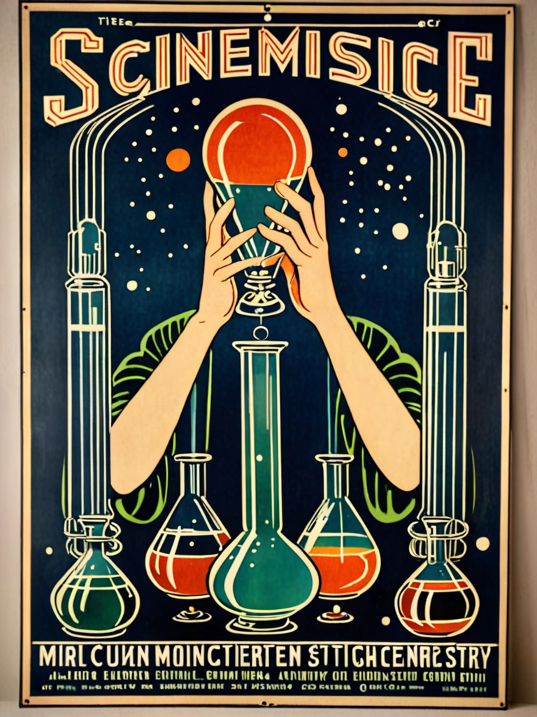 art deco chemistry science propaganda poster