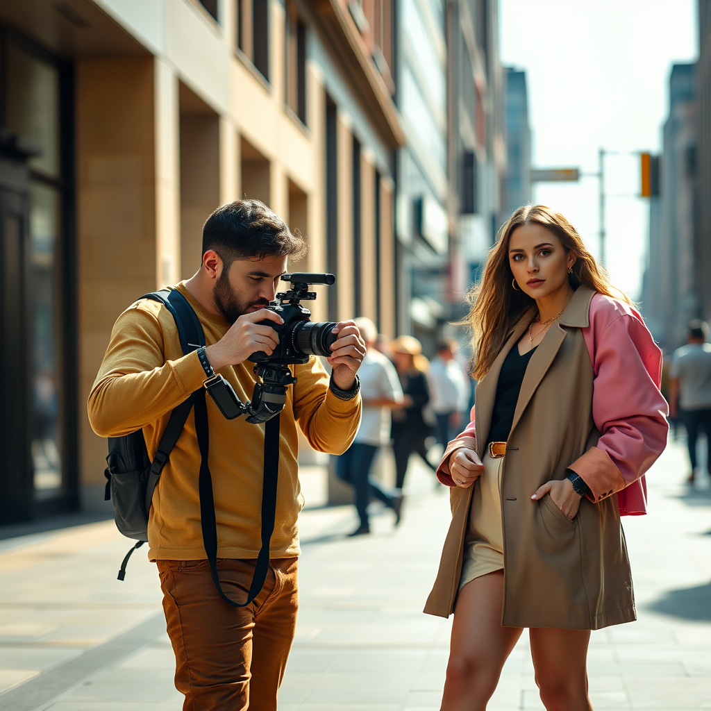 Urban Photoshoot: Photographer Captures Model in Stylish City Setting