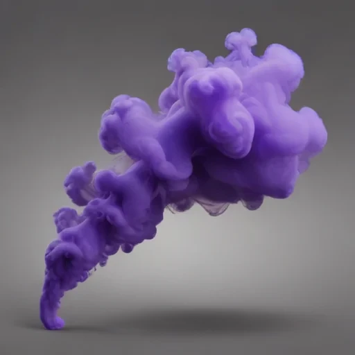 Vibrant Purple Smoke Swirling Elegantly Against a Soft Gray Background