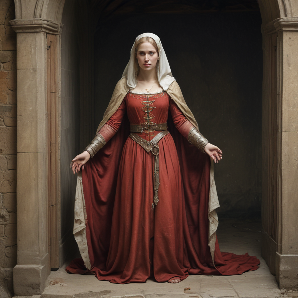 Represent the fear of death of a woman. Middle ages.