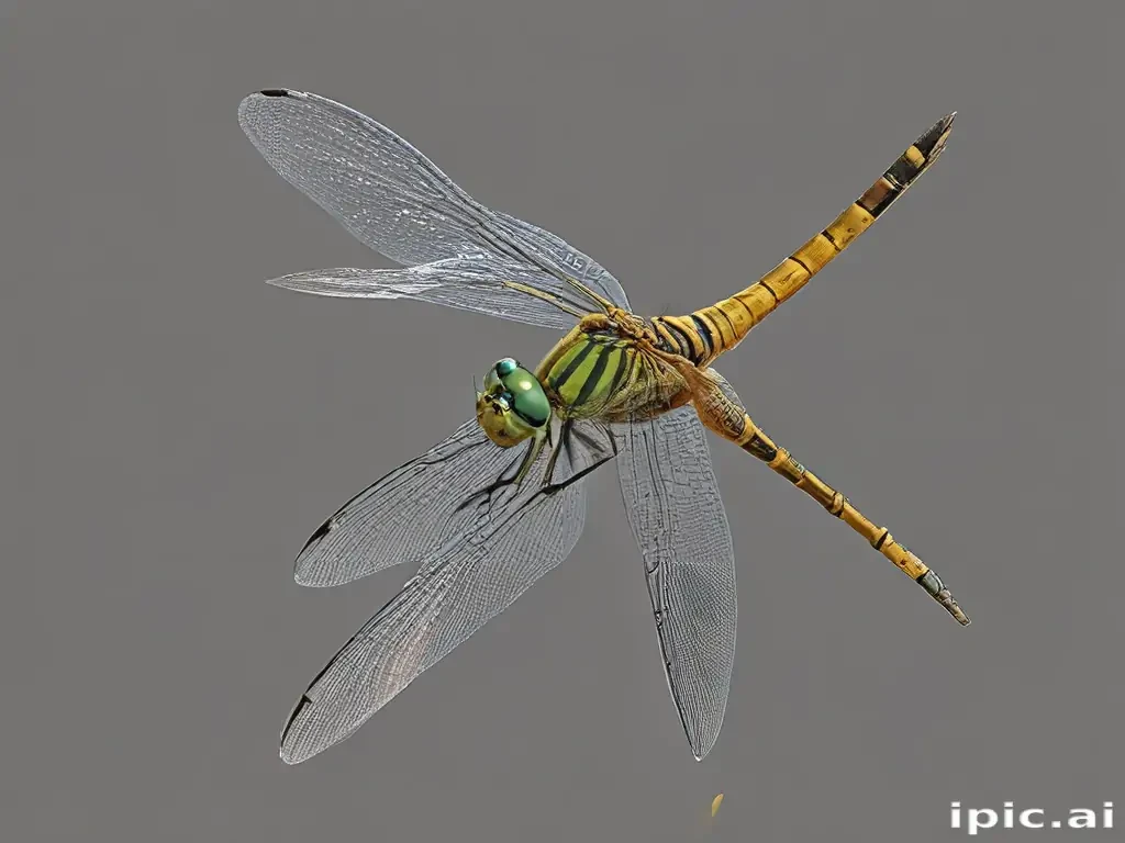 Close-Up of a Colorful Dragonfly with Intricate Wings in Flight