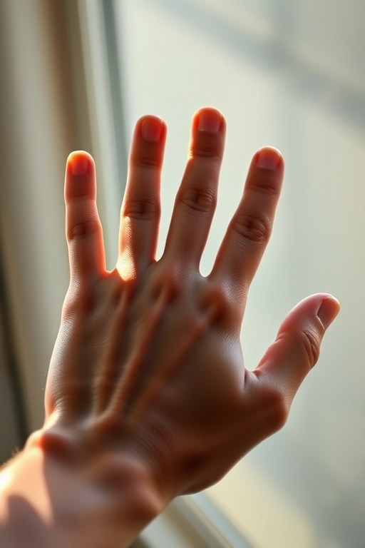 Create a high-resolution image of a human hand in a relaxed, open ...