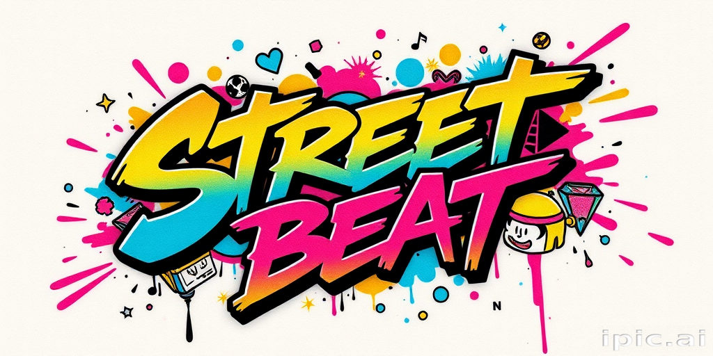 Vibrant Street Beat Design with Colorful Graffiti and Fun Elements