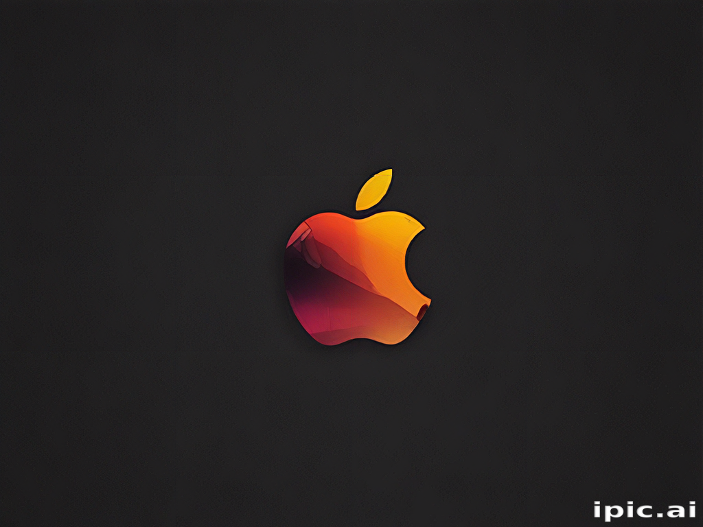 Stylized Apple Logo with Vibrant Colors on a Dark Background