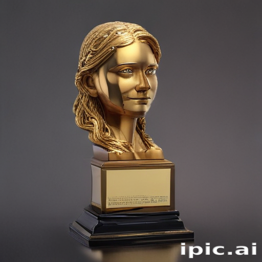 Golden Bust Sculpture of a Woman with Intricate Hair and Features