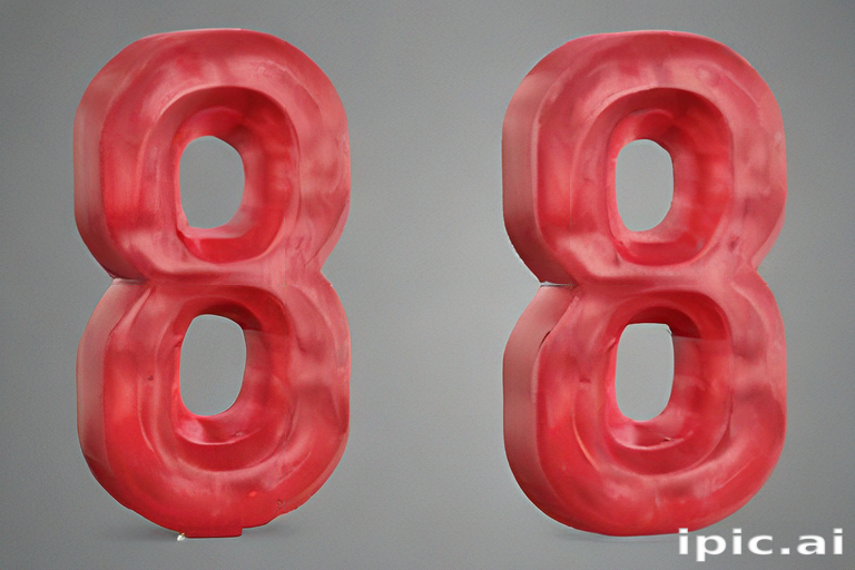 Stylized 3D Rendering of a Glossy Red Number Eight Sculpture