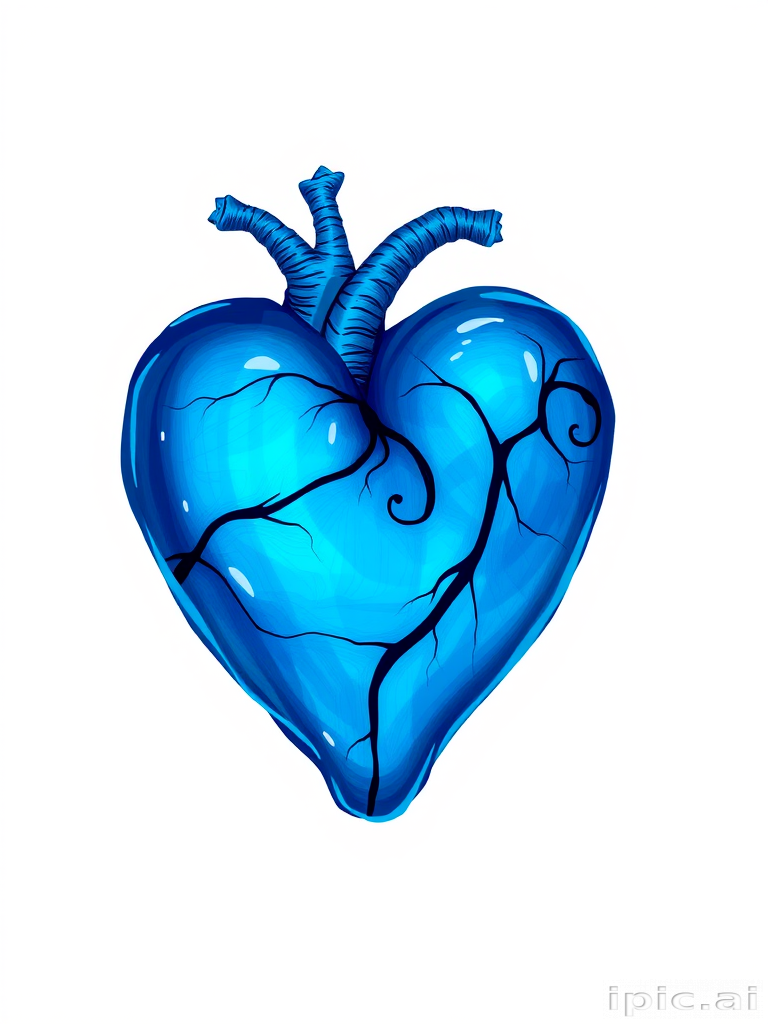 Artistic Representation of a Cracked Blue Heart Symbolizing Emotional ...