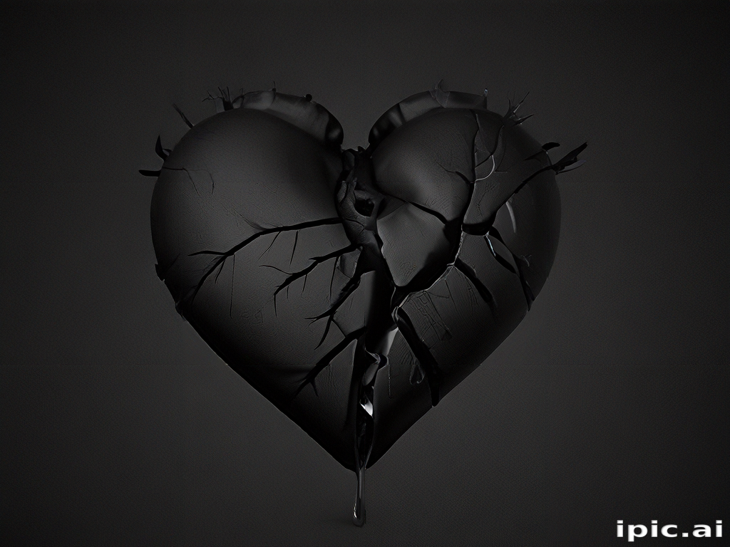 A Dark and Cracked Heart Symbolizing Pain, Loss, and Emotional Struggles