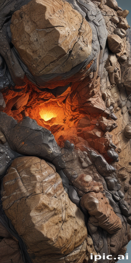 Glowing Core Revealed Within Intricate Layers of Rock and Mineral ...