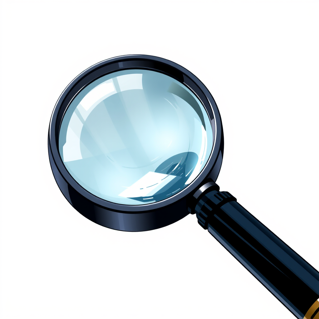 Close-Up View of a Magnifying Glass on a Bright White Background
