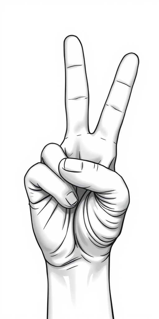 Create a high-resolution digital illustration of a human hand making a ...