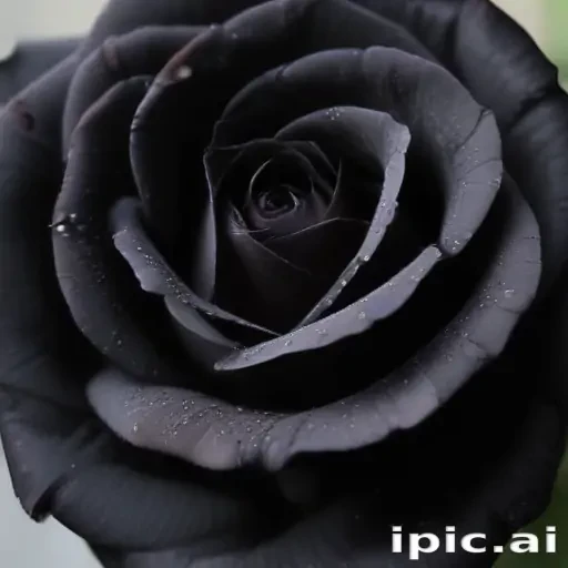 Beautiful Close-Up of a Dark Black Rose with Dew Drops