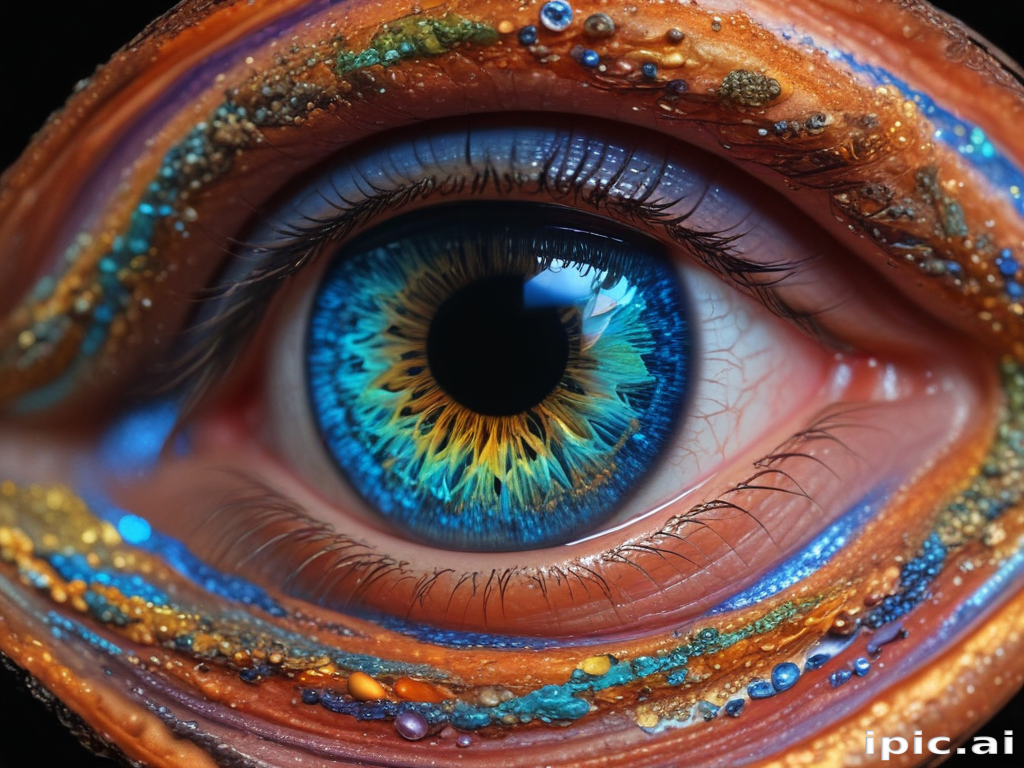 Captivating Close-Up of an Artistic Eye Embellished with Colorful Details