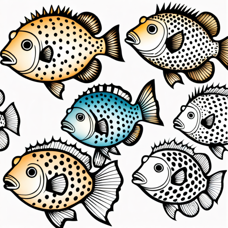 puffer fish, zentangle ornaments, geometry, head contour, light brown ...