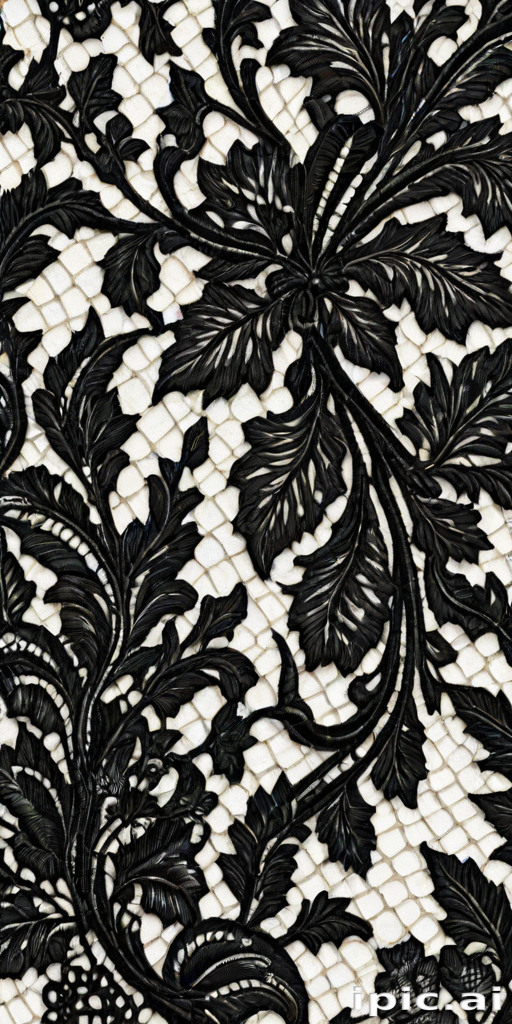 Elegant Black Floral Lace Pattern on a Soft Ivory Background Design.