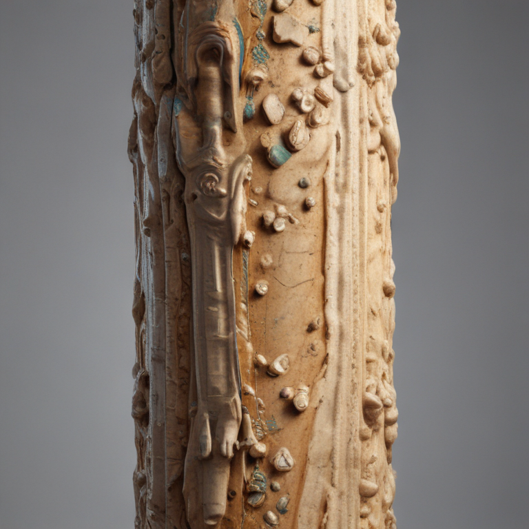 Intricate Ancient Sculpture Featuring Detailed Carvings and Natural ...