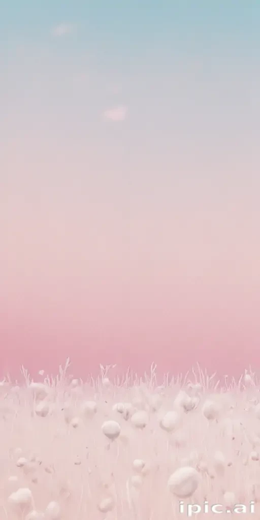 Soft Pastel Landscape with Delicate Flowers Under a Tranquil Sky