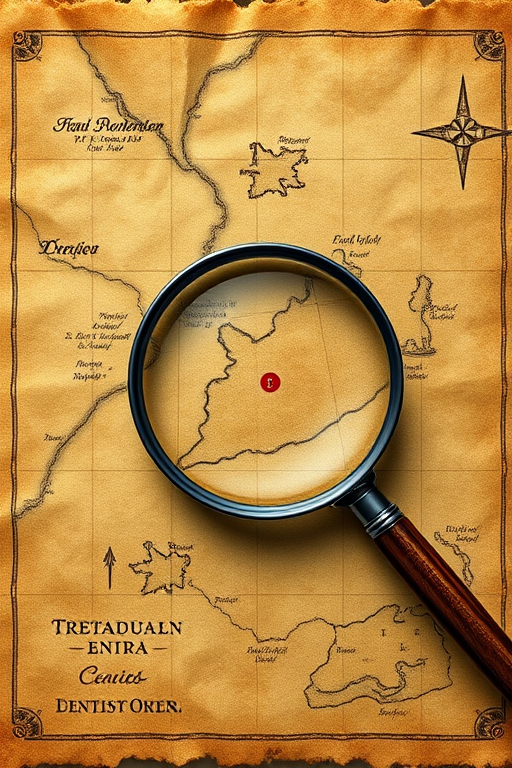 Create a high-resolution illustration of an ancient treasure map on ...