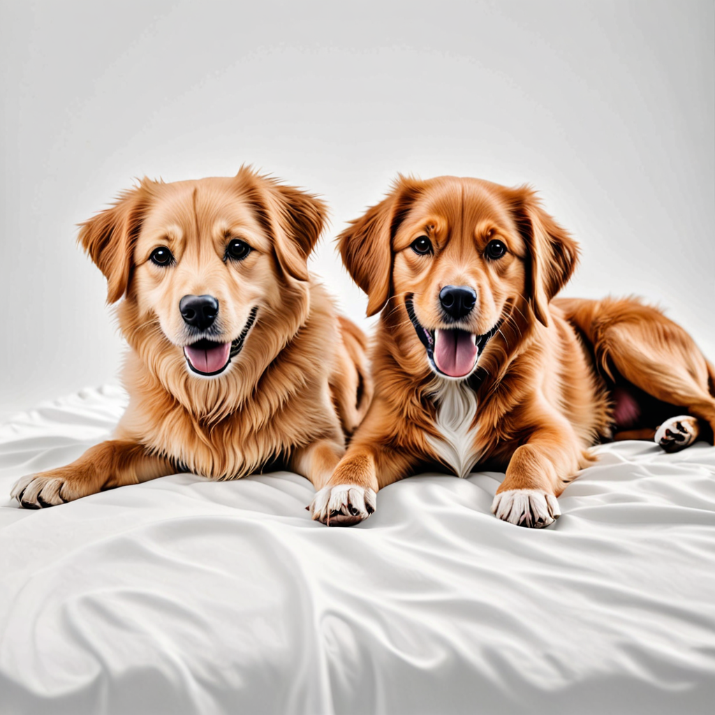 happy cute, 2 dogs, playing, white background, realistic graphic design ...