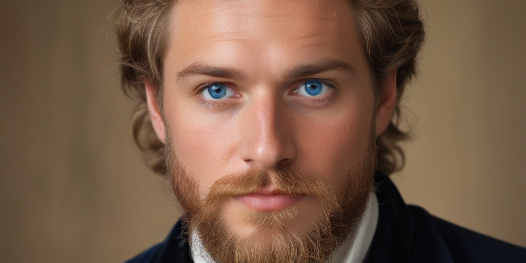 Handsome Tudor Earl Blonde hair & beard, blue eyes head & shoulders ...