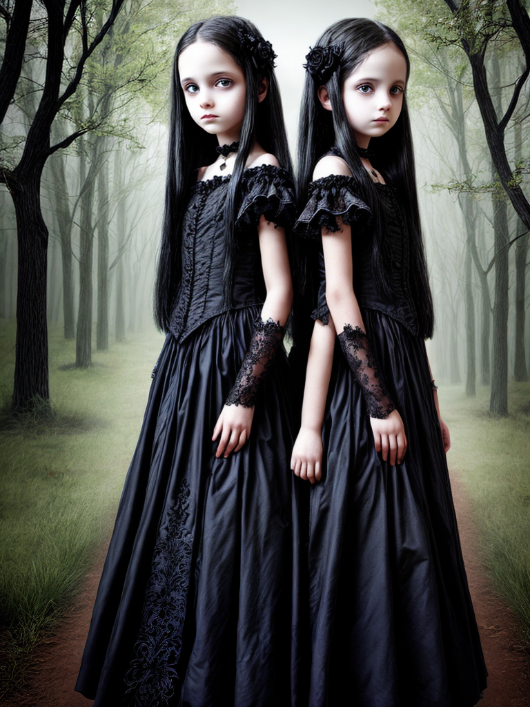 a book cover featuring twin sisters in gothic style