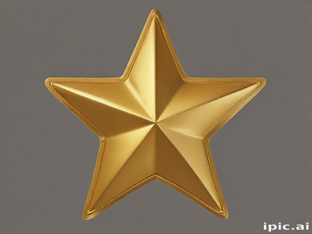 A Shiny Gold Star on a Neutral Background with Dimensional Detail.