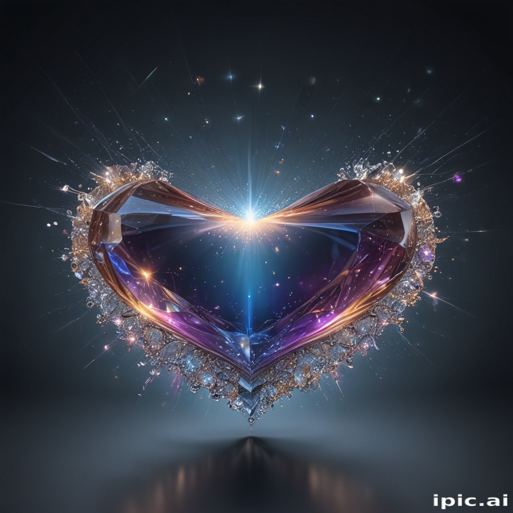 Radiant Heart Shaped Gemstone Sparkling with Colorful Light and Elegance