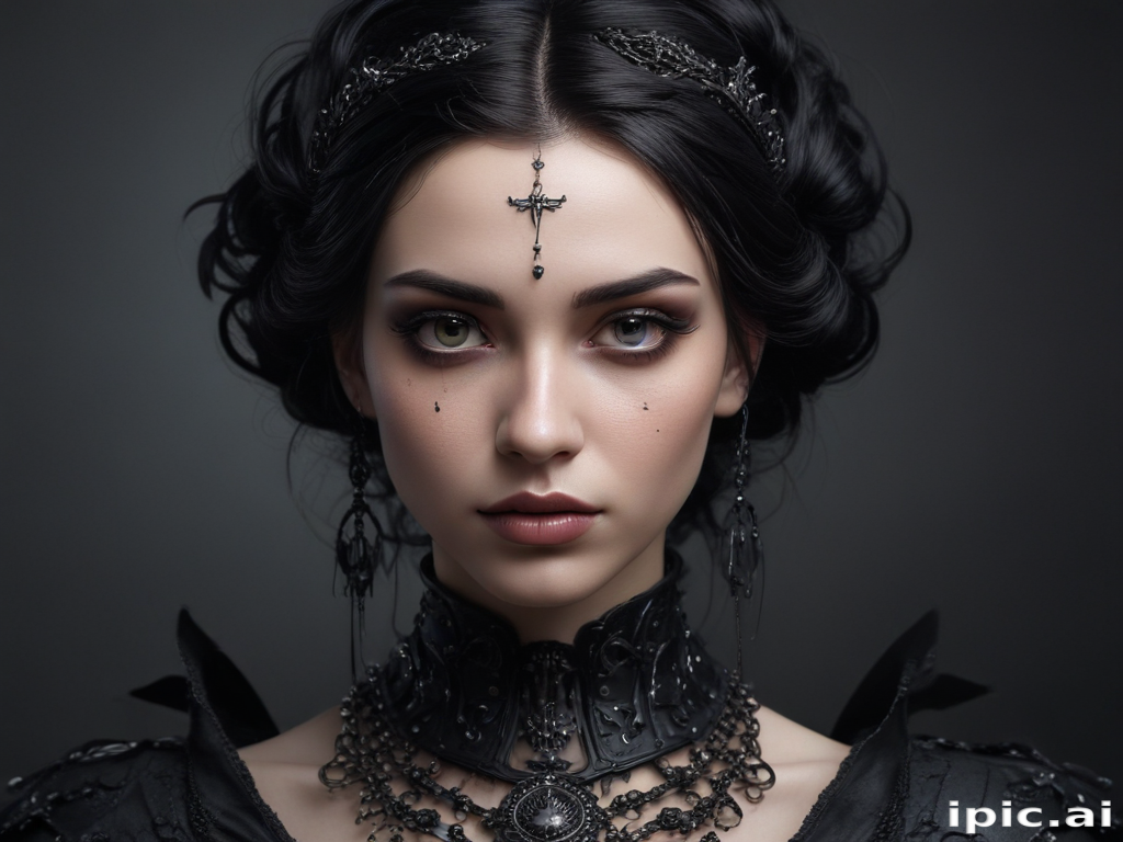 Elegant Gothic Portrait of a Mysterious Woman with Striking Features ...