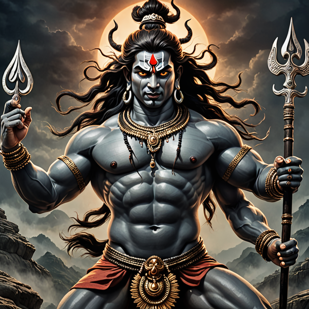 hindu god lord shiva incarnation bhairava form in angry depiction in a ...