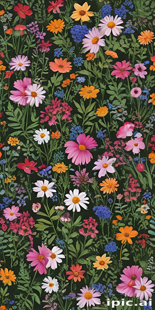 Vibrant Floral Design Featuring a Colorful Array of Wildflowers in Bloom