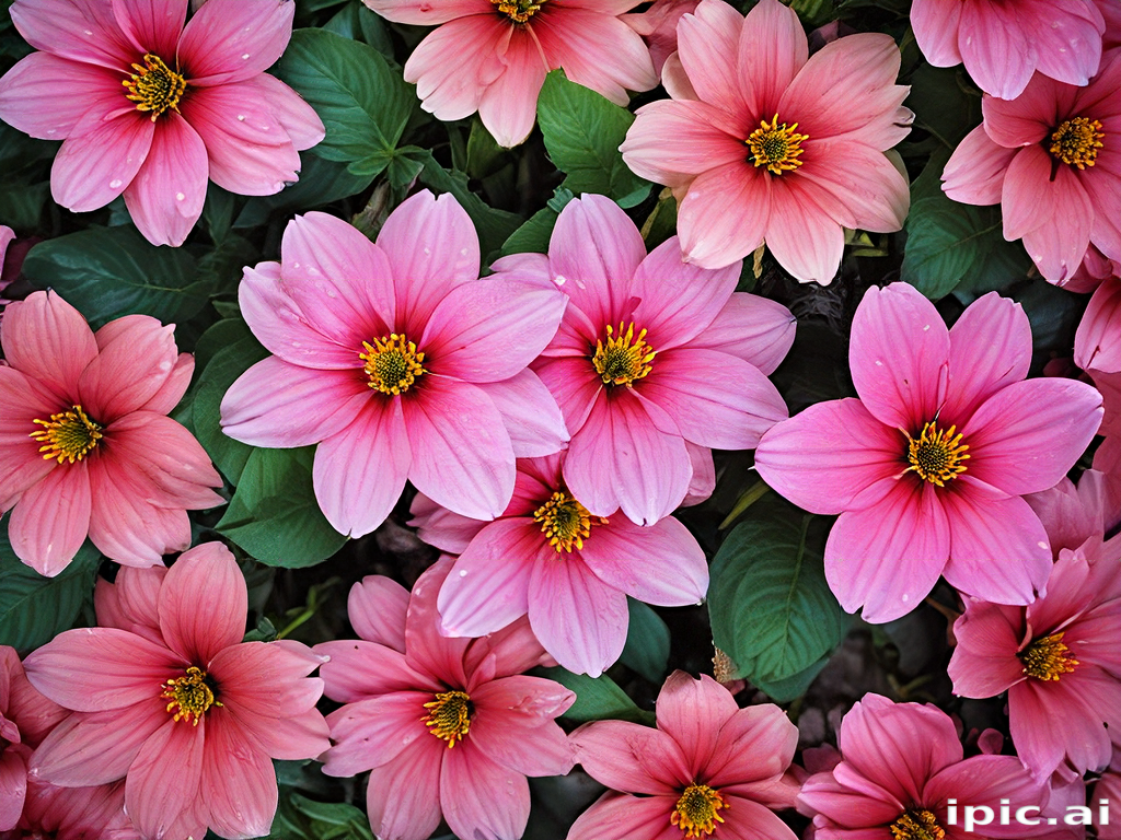 A Vibrant Collection of Beautiful Pink Flowers in Full Bloom.