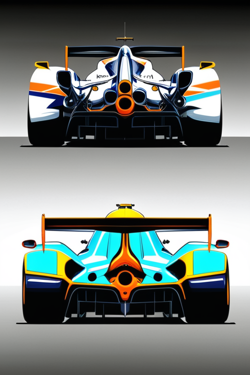 Stylized Illustration of Two Race Cars Showcasing Distinct Rear Designs