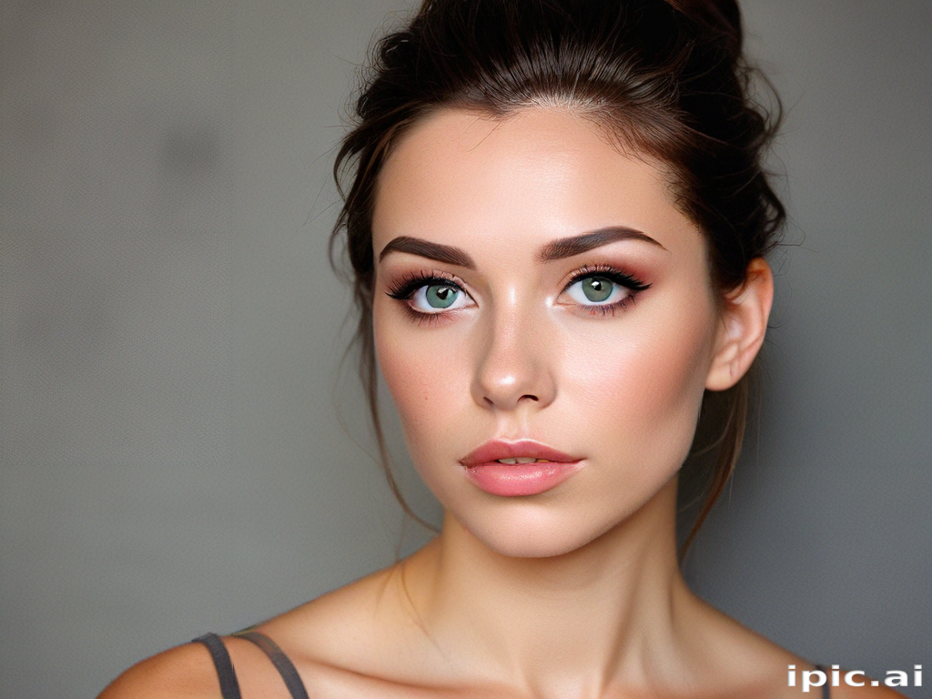 Stunning Portrait of a Young Woman with Striking Features and Makeup