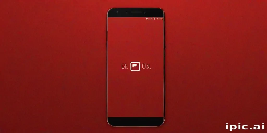 Modern Smartphone Displaying a Minimalist Red Background and App Icon