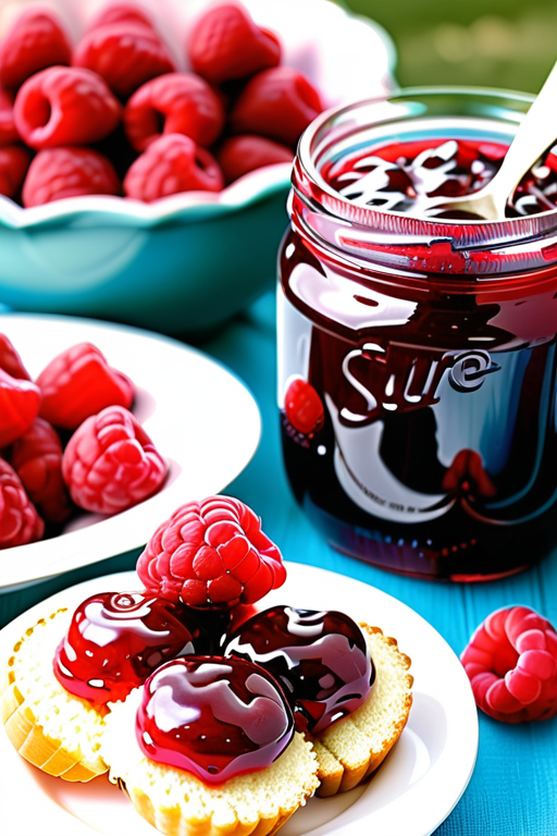 Delicious Homemade Raspberry Jam Surrounded by Fresh Ripe Raspberries ...