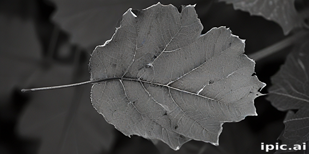 Intricate Patterns of a Leaf Captured in Stunning Monochrome Detail
