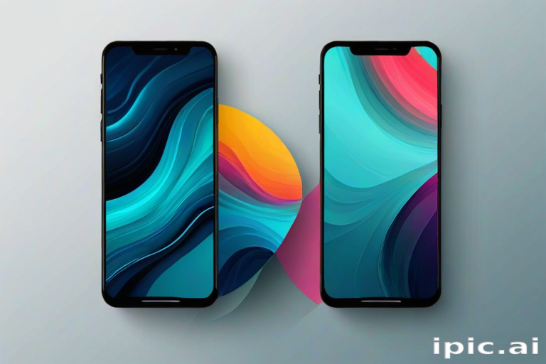 Two Smartphones Displaying Vibrant Abstract Wallpapers with Flowing ...