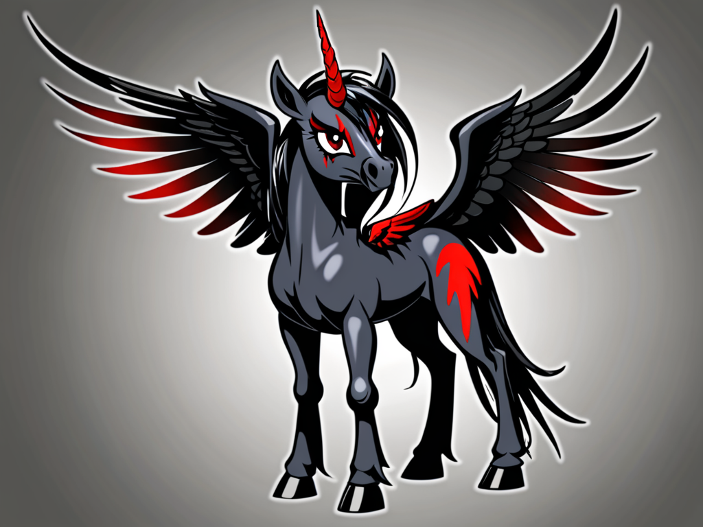 mlp pony necromancer dark alicorn with white markings on face red eyes ...