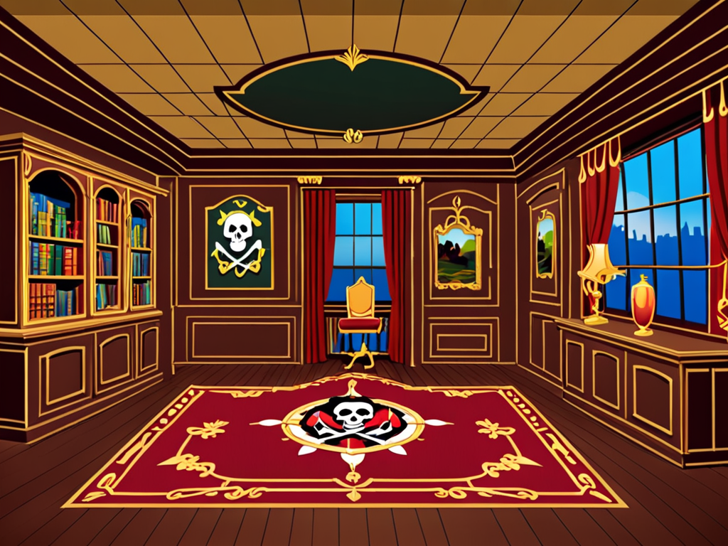 Interior of Captain Hook's state room on the pirate ship from the ...