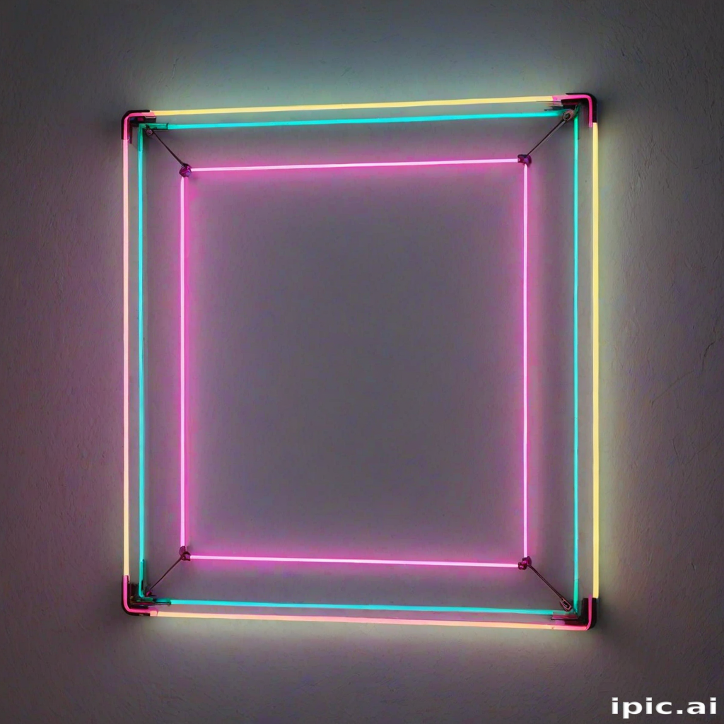 A Vibrant Neon Frame Illuminating a Blank Space with Colorful Light.