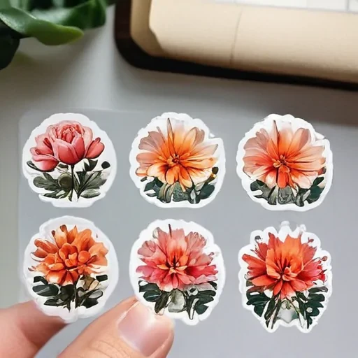 Colorful Floral Stickers Featuring Beautiful Roses and Daisies for Crafting