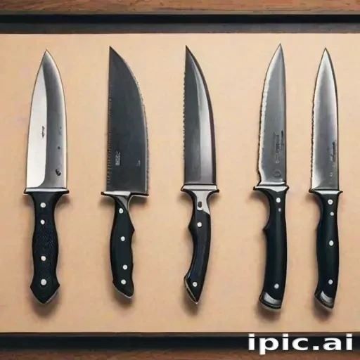 An Array of Five Distinct Kitchen Knives for Culinary Mastery and Precision